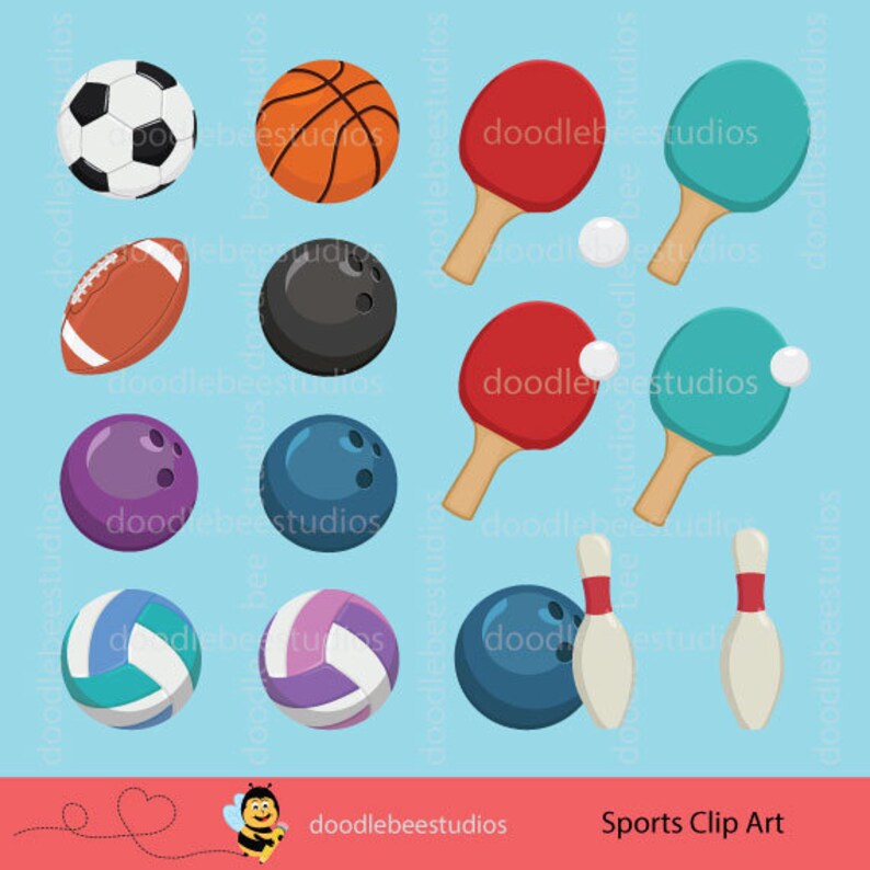Sports Clipart Sports Clip Art Digital Sports Balls Bowling | Etsy