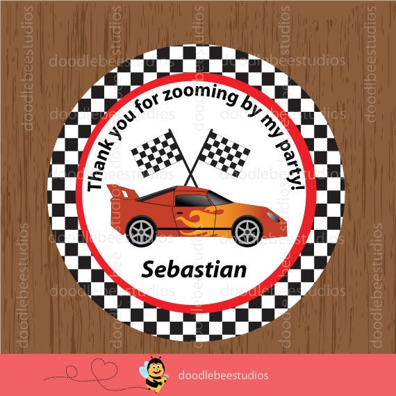 Personalized Race Car Labels Printable Labels Party Labels | Etsy