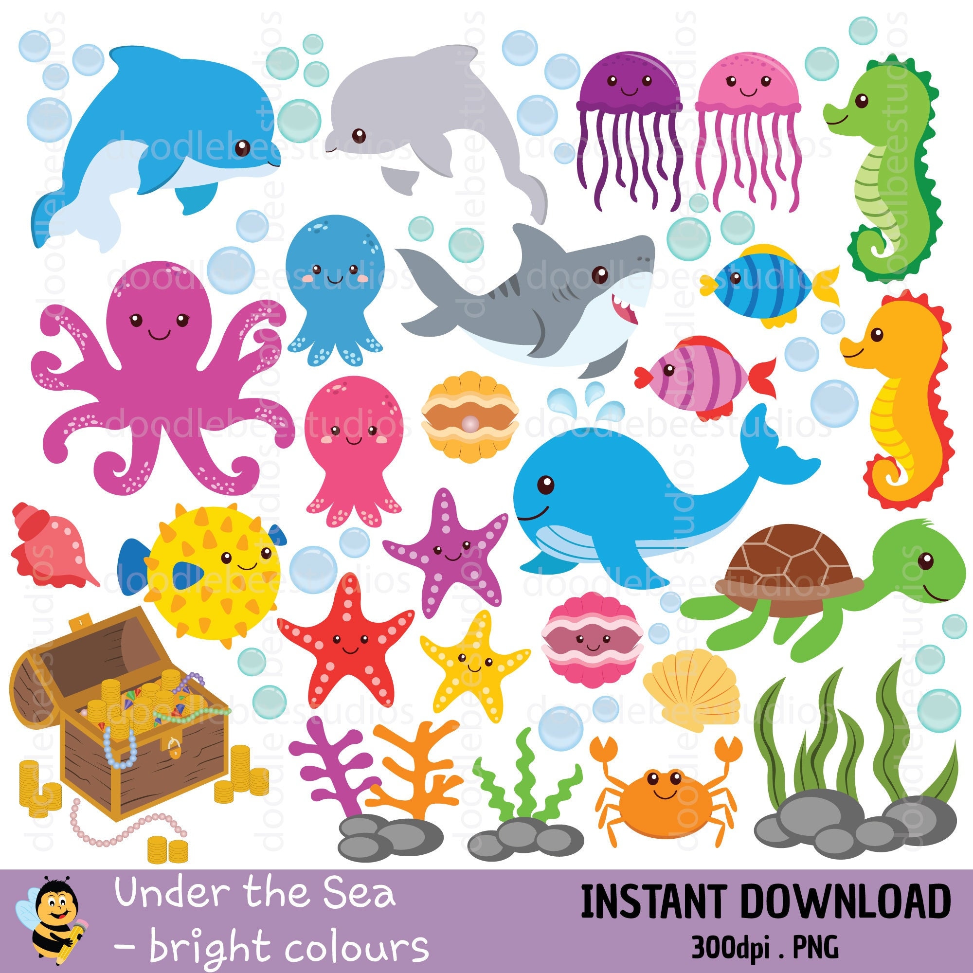 Sea Animals Clipart Sea Life Clip Art Sealife Clipart | Etsy UK