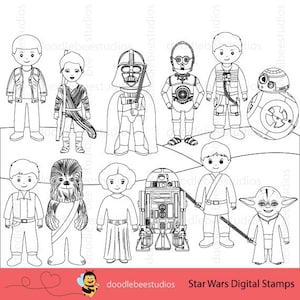 Star Wars Digital Stamps, Star Wars Clipart, Star Wars Clipart, Star ...