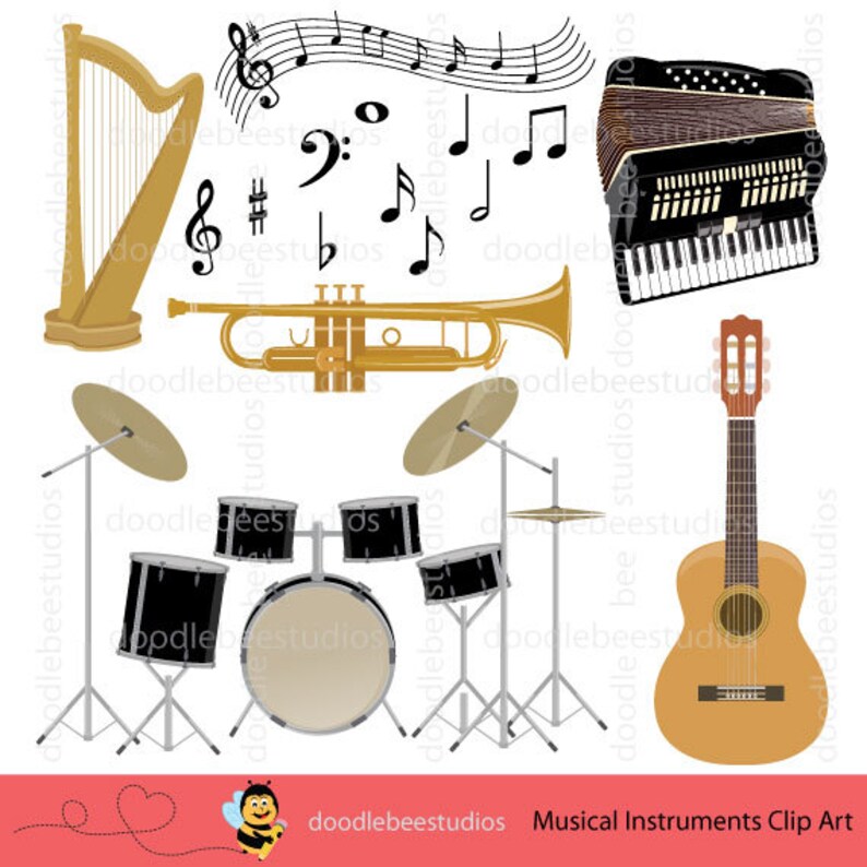 Musical Instruments Clip Art Music Notes Clipart Music | Etsy