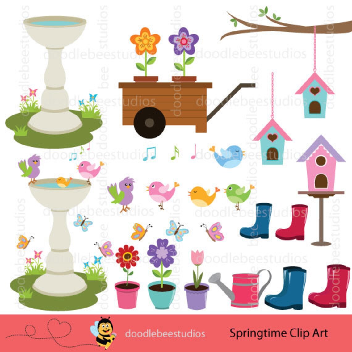 Spring Clipart Spring Time Clip Art Spring Garden Clipart - Etsy UK