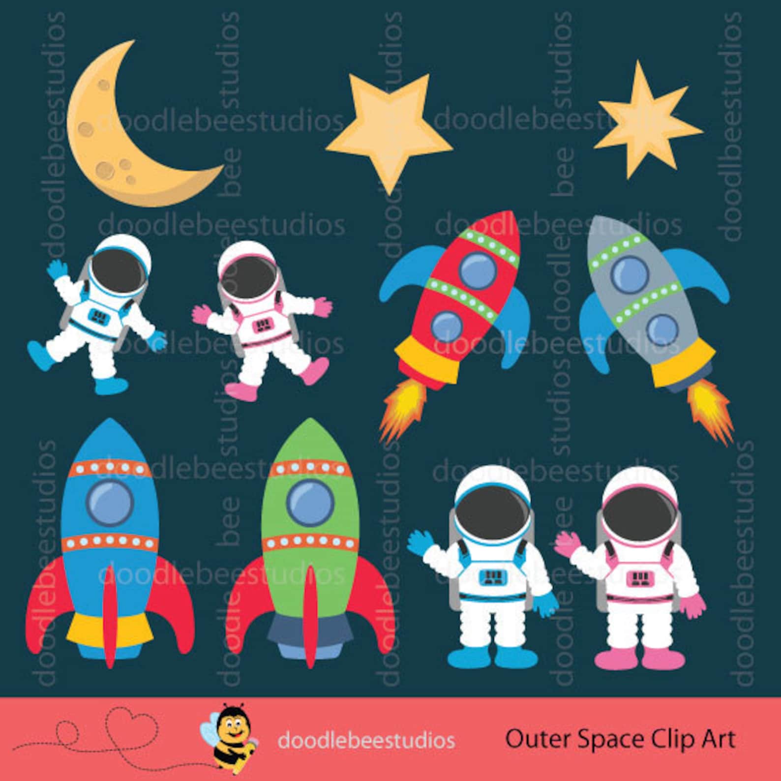 Outer Space Clipart Outer Space Digital Download Astronauts - Etsy