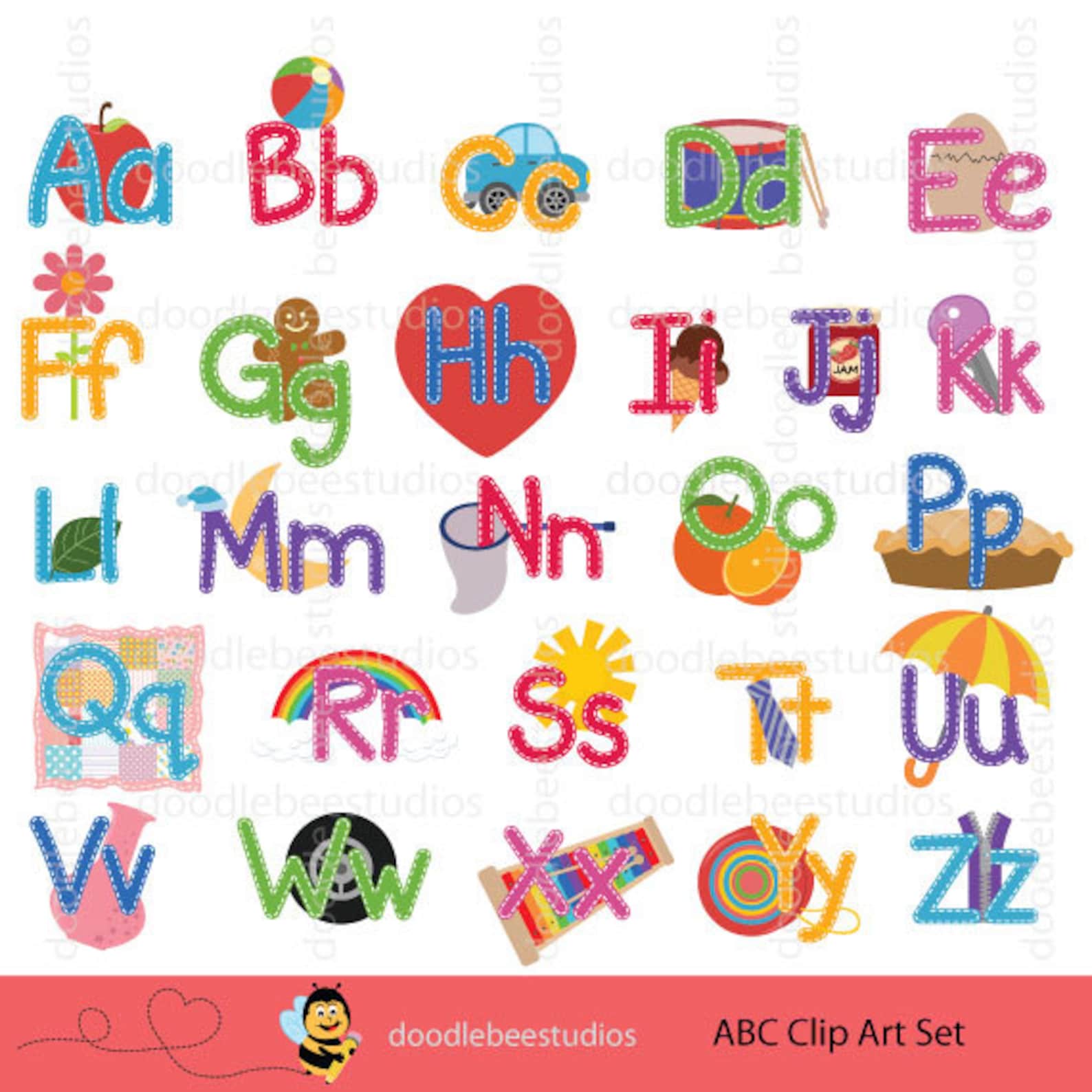 ABC Clipart Set Alphabet Clip Art ABC Clip Art Stitched - Etsy UK