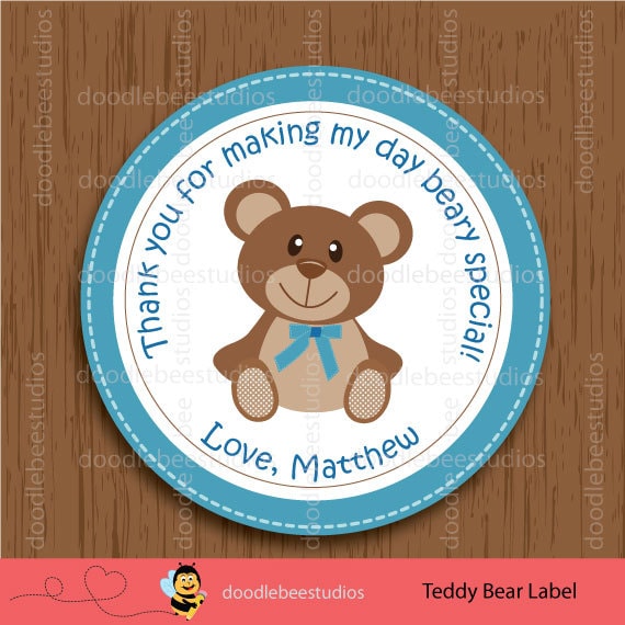 Teddy Bear Label Bear Favor Tags Teddy Bear Printables Bear - Etsy