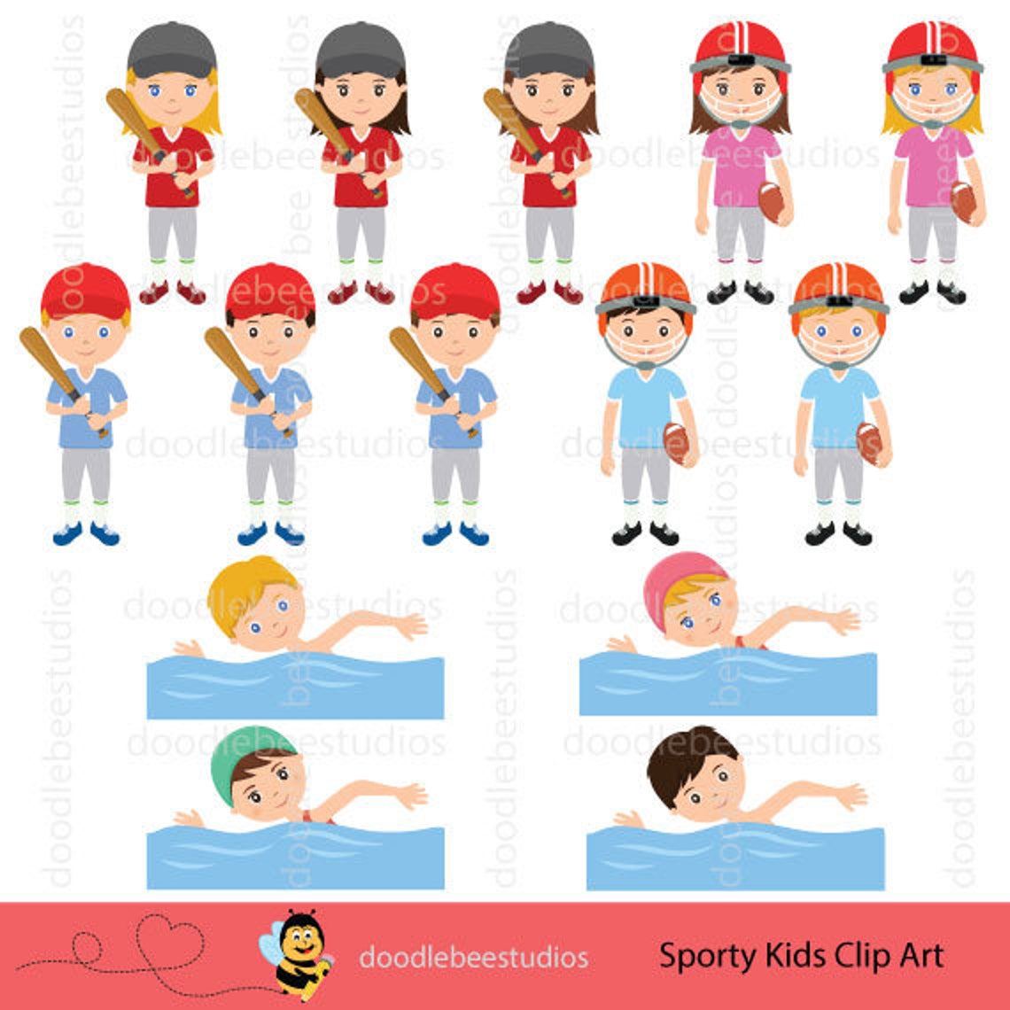 Sporty Kids Clipart, Sports Clipart, Kids Clipart, Sports Clip Art ...