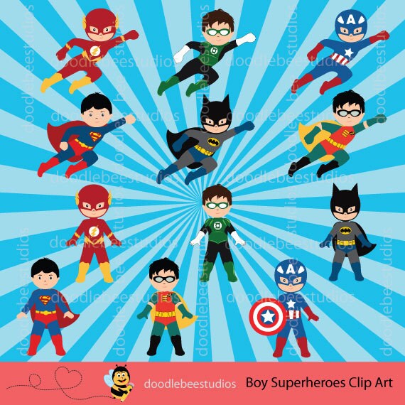 Boy Superhero Clipart Boy Superheroes Clip Art Superheroes - Etsy