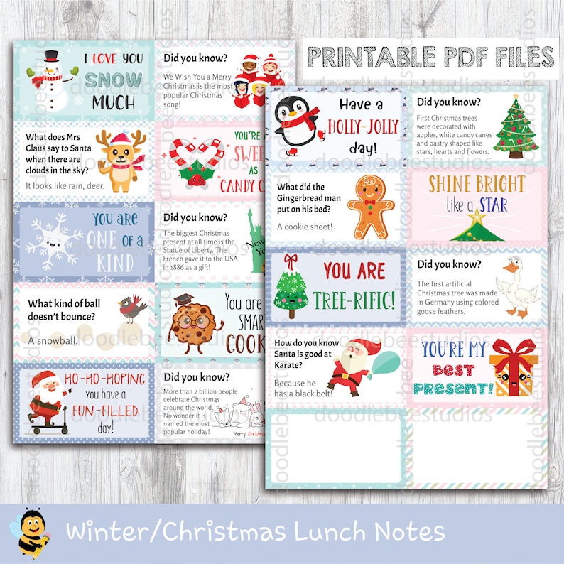 Christmas Lunch Box Notes Winter Lunchbox Notes Printable - Etsy