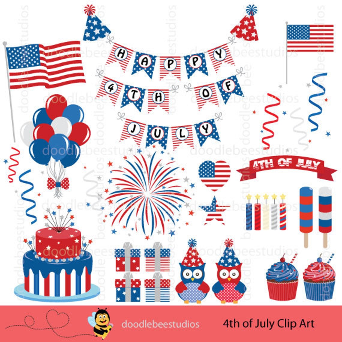 4th of July Clipart 4th of July Clip Art America Clipart - Etsy