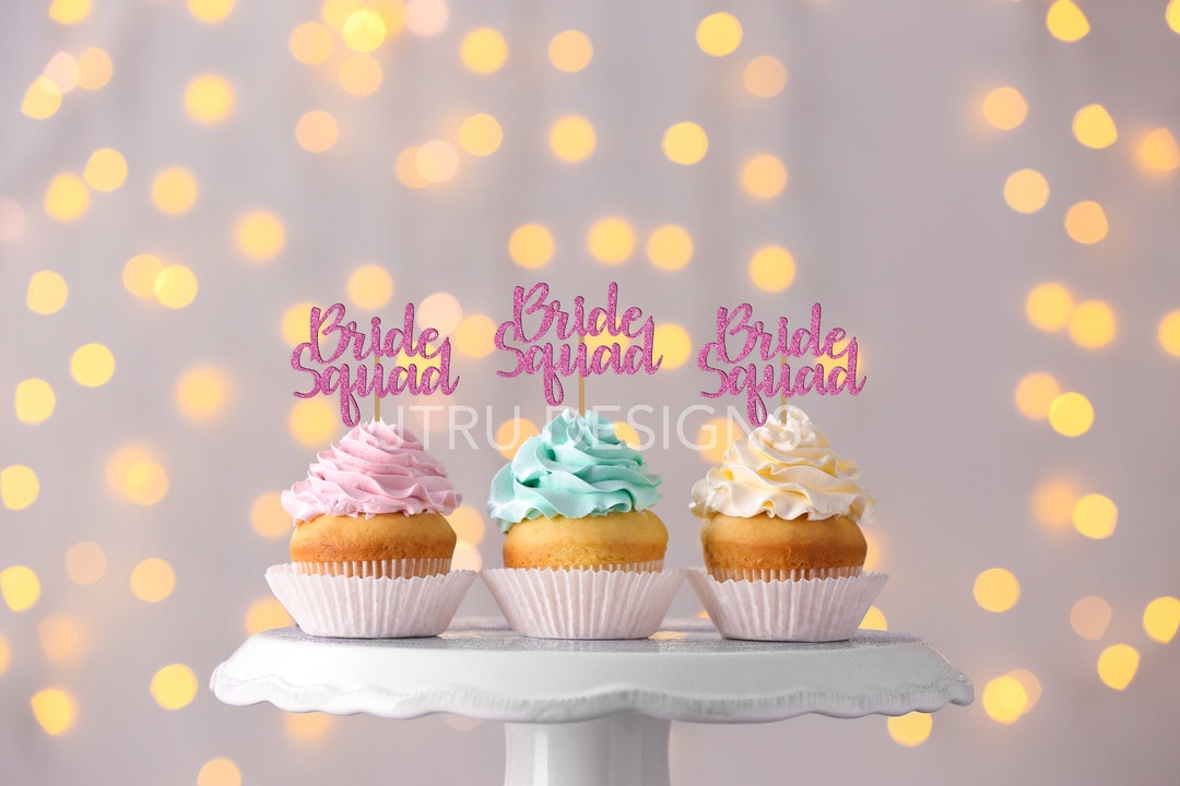 12 Bride Squad Cupcake Toppers, Hen Party Toppers, Bride Cupcake ...