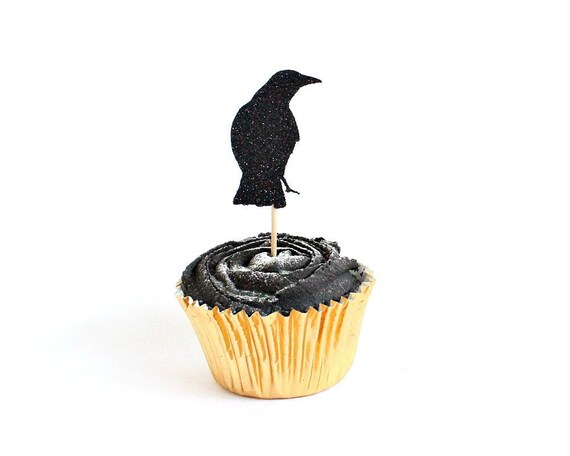 Paper & Party Supplies Black Acrylic Cake Topper Crow Decoration Gothic ...