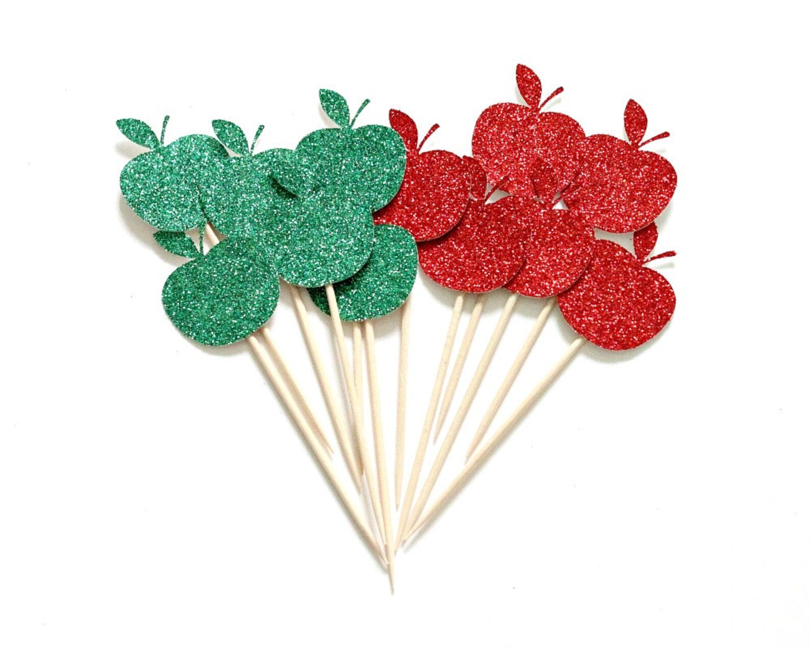 12 Glitter Apple Cupcake Toppers Apple Cake Topper Jewish New - Etsy UK