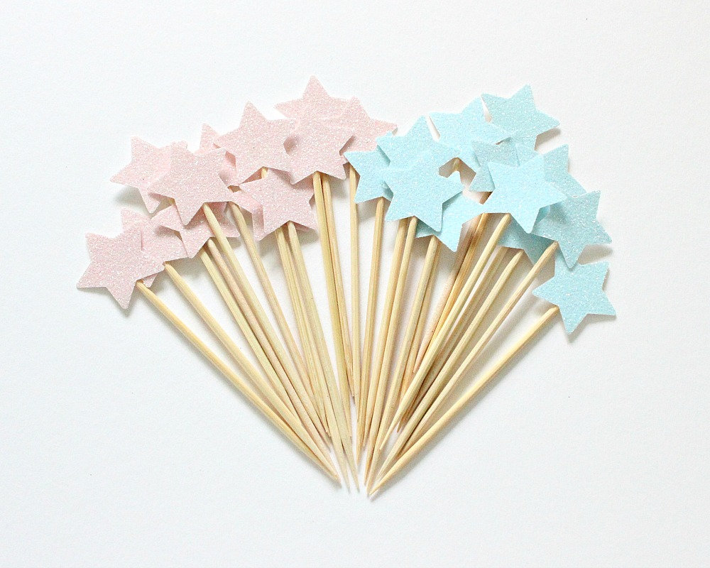 Glitter Stars Cupcake Toppers Birthday Cake Topper Gold Star Party Baby ...