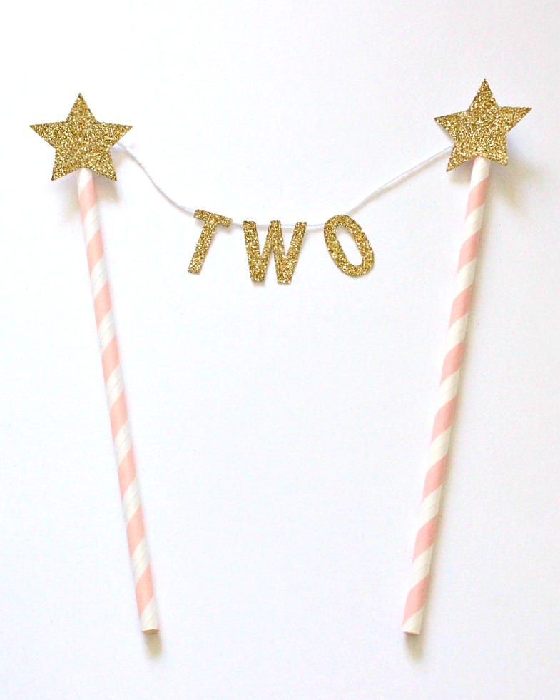 Two Cake Topper Birthday Cake Topper Birthday 1st Party Gold - Etsy UK