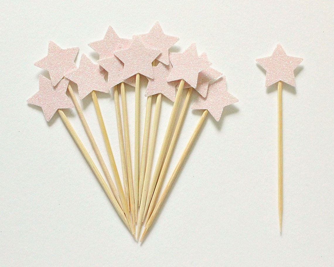 Glitter Stars Cupcake Toppers Birthday Cake Topper Gold Star Party Baby ...