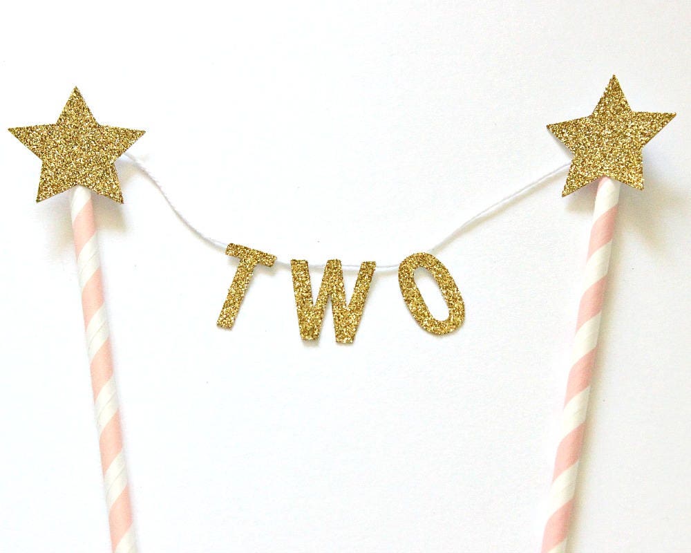 Two Cake Topper Birthday Cake Topper Birthday 1st Party Gold - Etsy UK