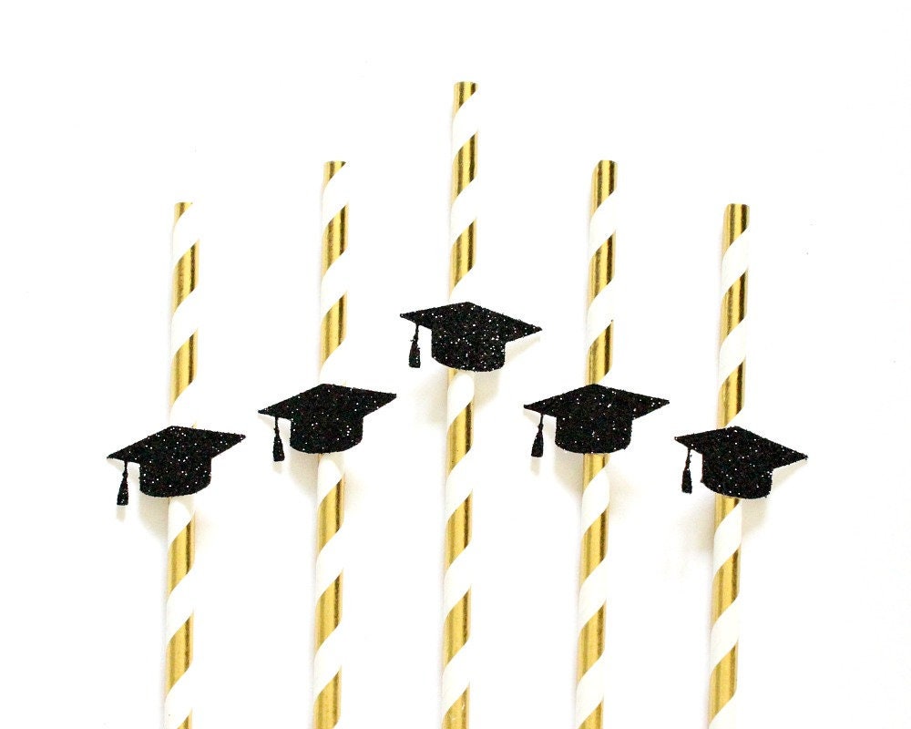 10 Glitter Graduation Straws Graduation Gift For Him | Etsy