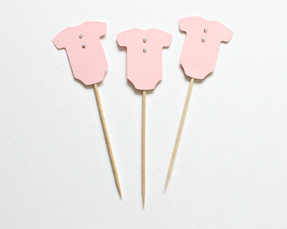 12 Baby Grows Baby Pink Crystal Cupcake Toppers Birthday Cake | Etsy