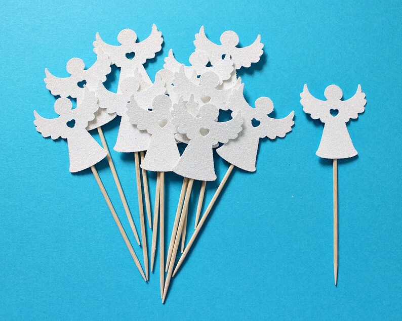 12 Angel Wings Cupcake Toppers Baptism Decorations Christening | Etsy