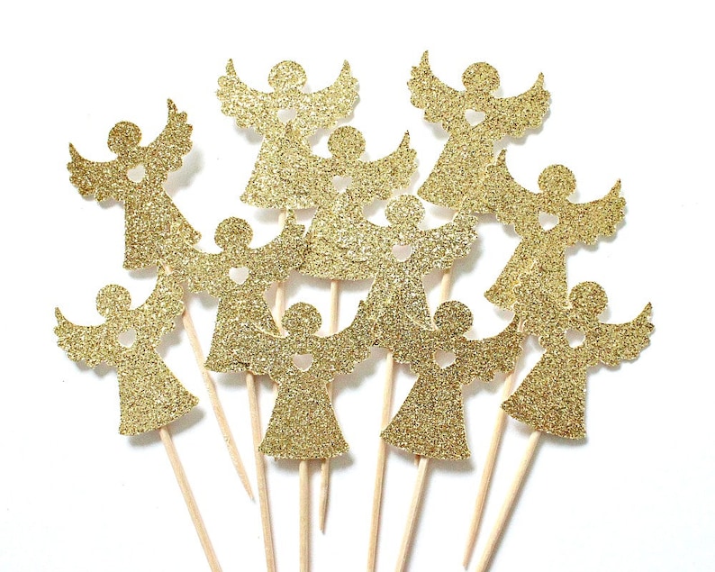 12 Angel Wings Cupcake Toppers Baptism Decorations Christening - Etsy