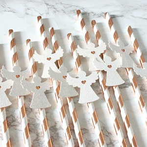 Pack of 10 Angel Wings Party Straws Birthday Party Celebration Straws ...
