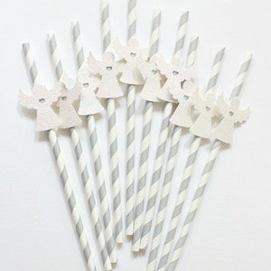 Pack of 10 Angel Wings Party Straws Birthday Party Celebration Straws ...