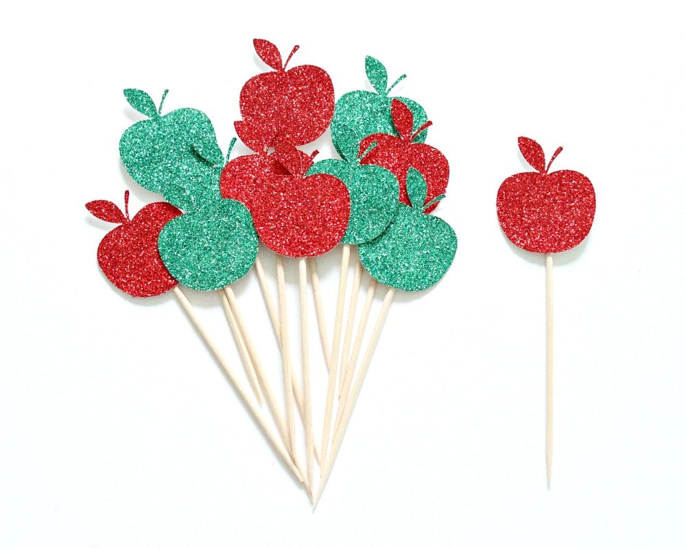 12 Glitter Manzana Cupcake Toppers Apple Cake Topper Judío Año | Etsy