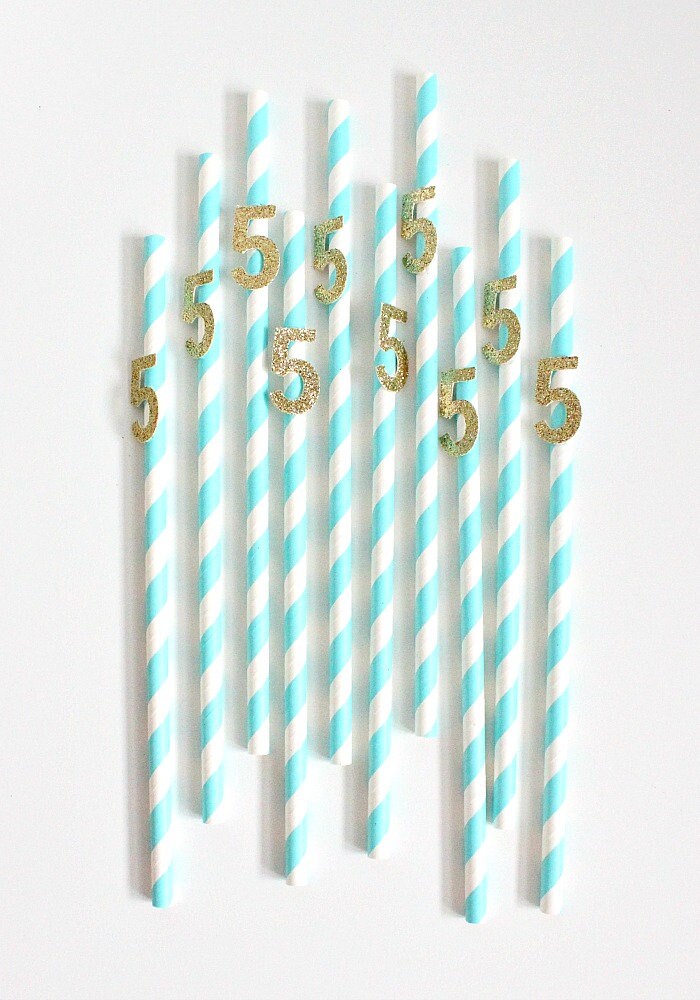 Pack of 10 Party Number Paper Straws Birthday Party Celebration Straws ...