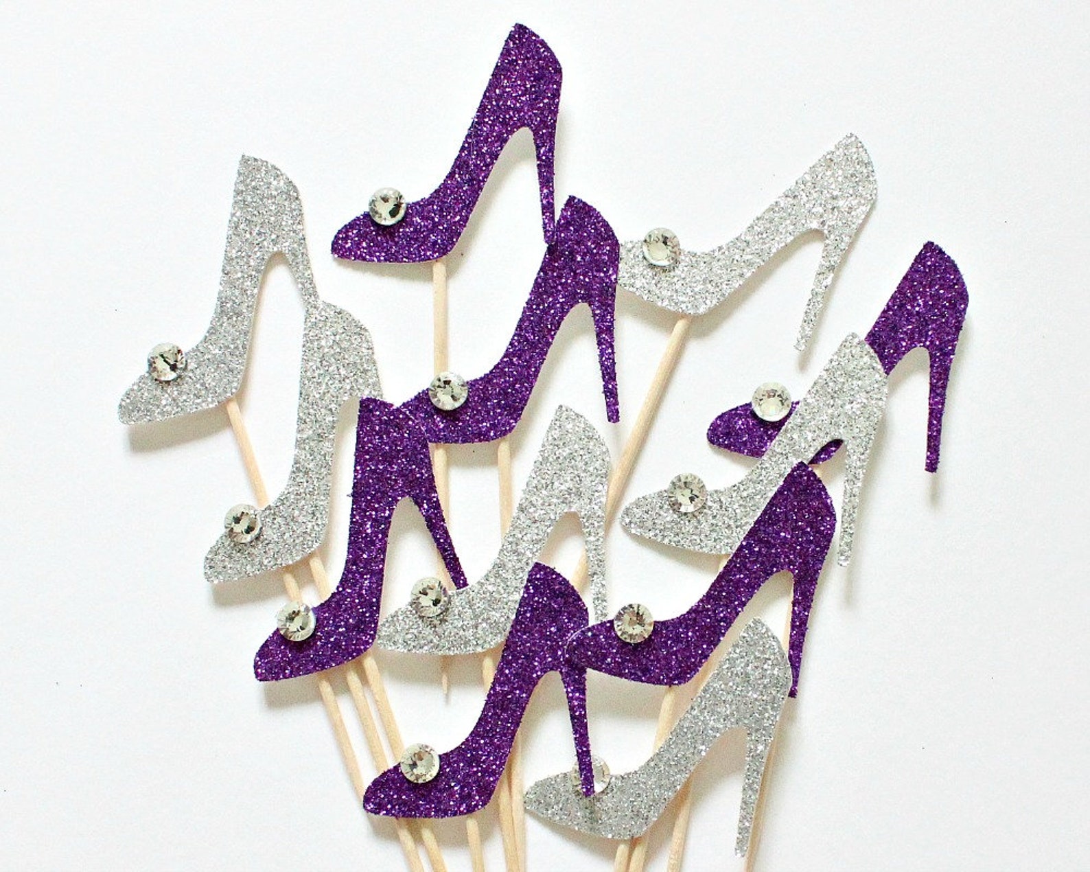 12 Crystal Stiletto Shoe Cupcake Toppers Hen Party Toppers - Etsy