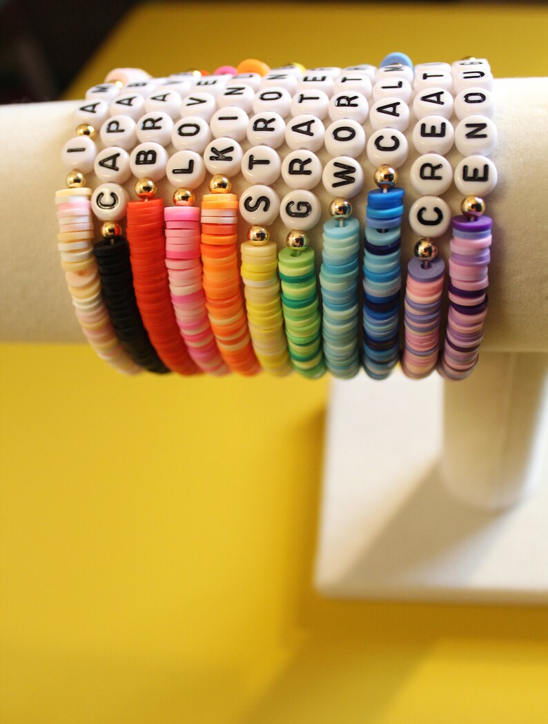 Motivational Affirmation Stackable Beaded Friendship Bracelets Grateful ...