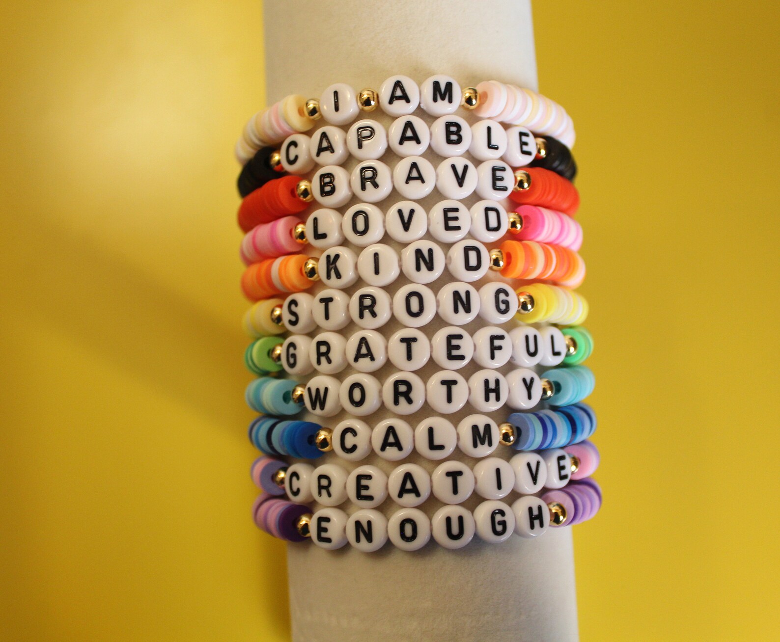 Motivational Affirmation Stackable Beaded Friendship Bracelets Grateful ...