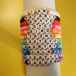 Motivational Affirmation Stackable Beaded Friendship Bracelets Grateful ...