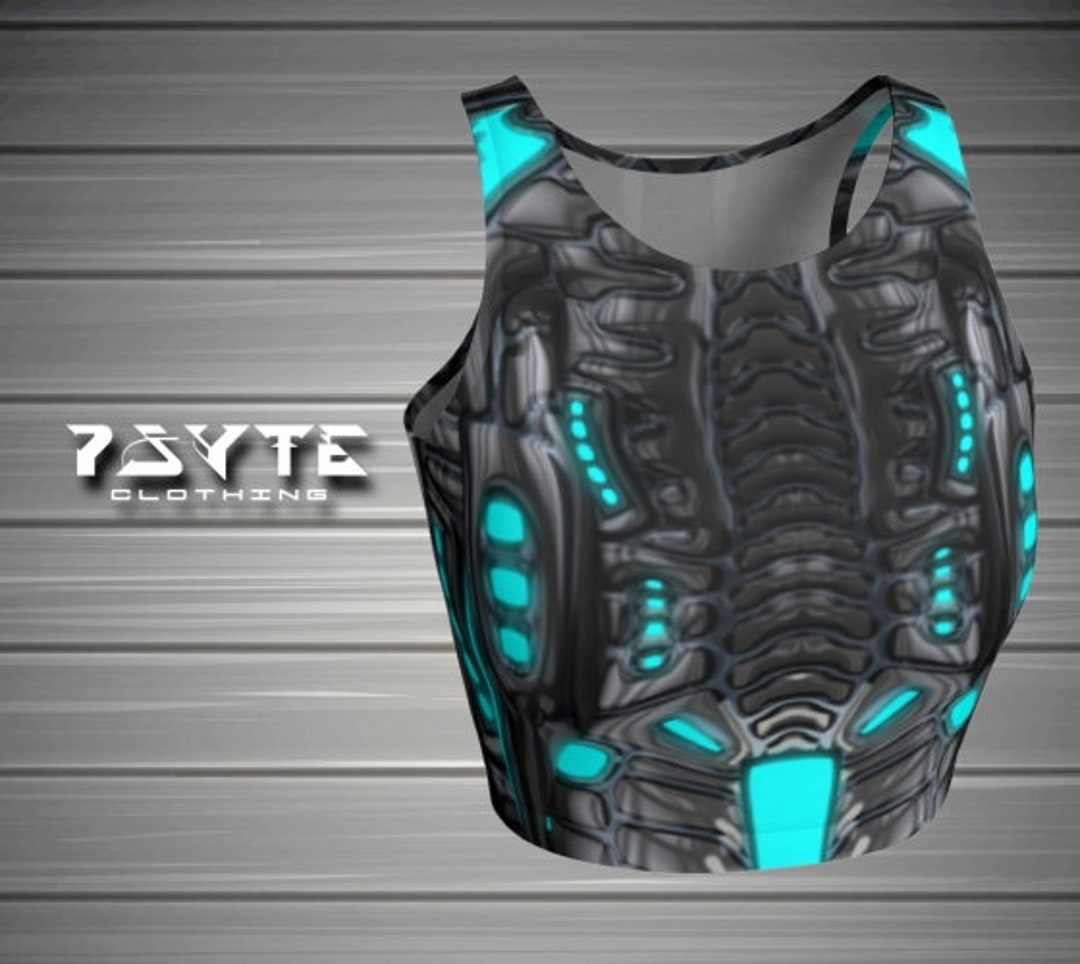 Cyberpunk Athletic Crop Top, Cyberpunk Clothing, Sci Fi Cosplay Crop ...