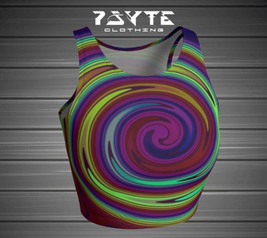 Psychedelic Crop Top, Trippy, Gym, Yoga, Training, Rave Outfit, Burning ...