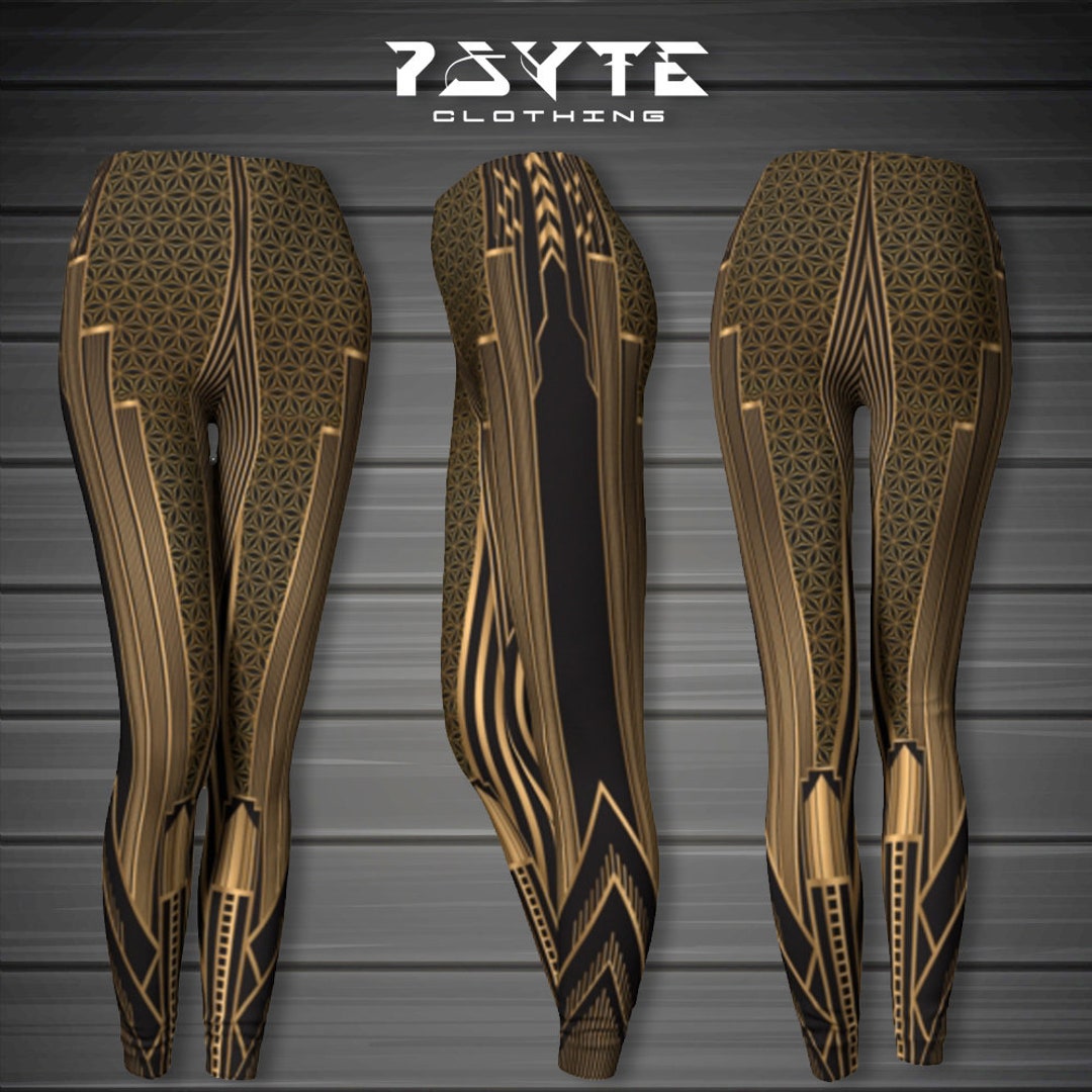 Flower of Life Art Deco Leggings – Geometric Steampunk Yoga Pants ...