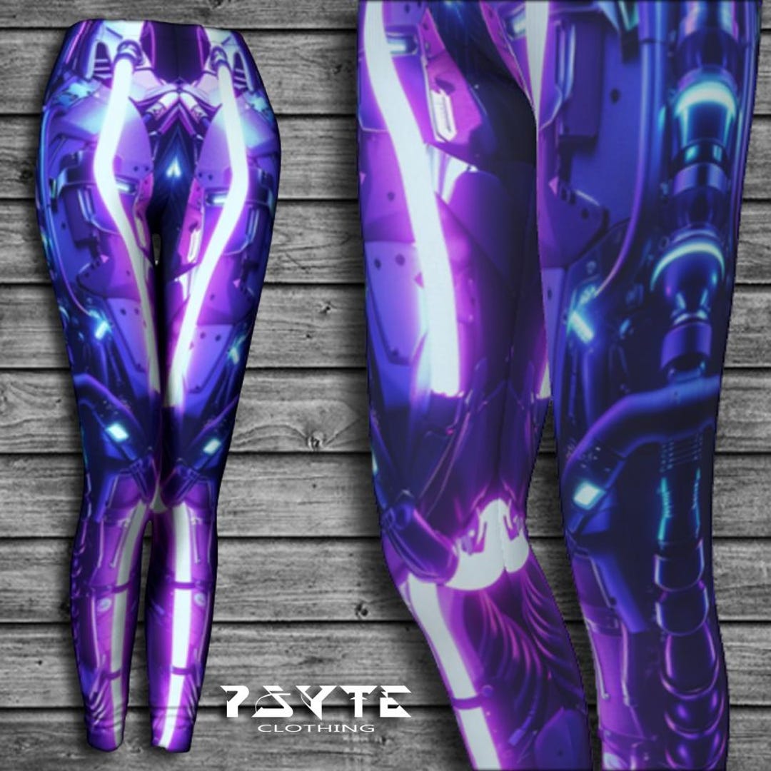 Neon Glow Cyborg Leggings,cyberpunk Leggings,cosplay Leggings,uv Black ...