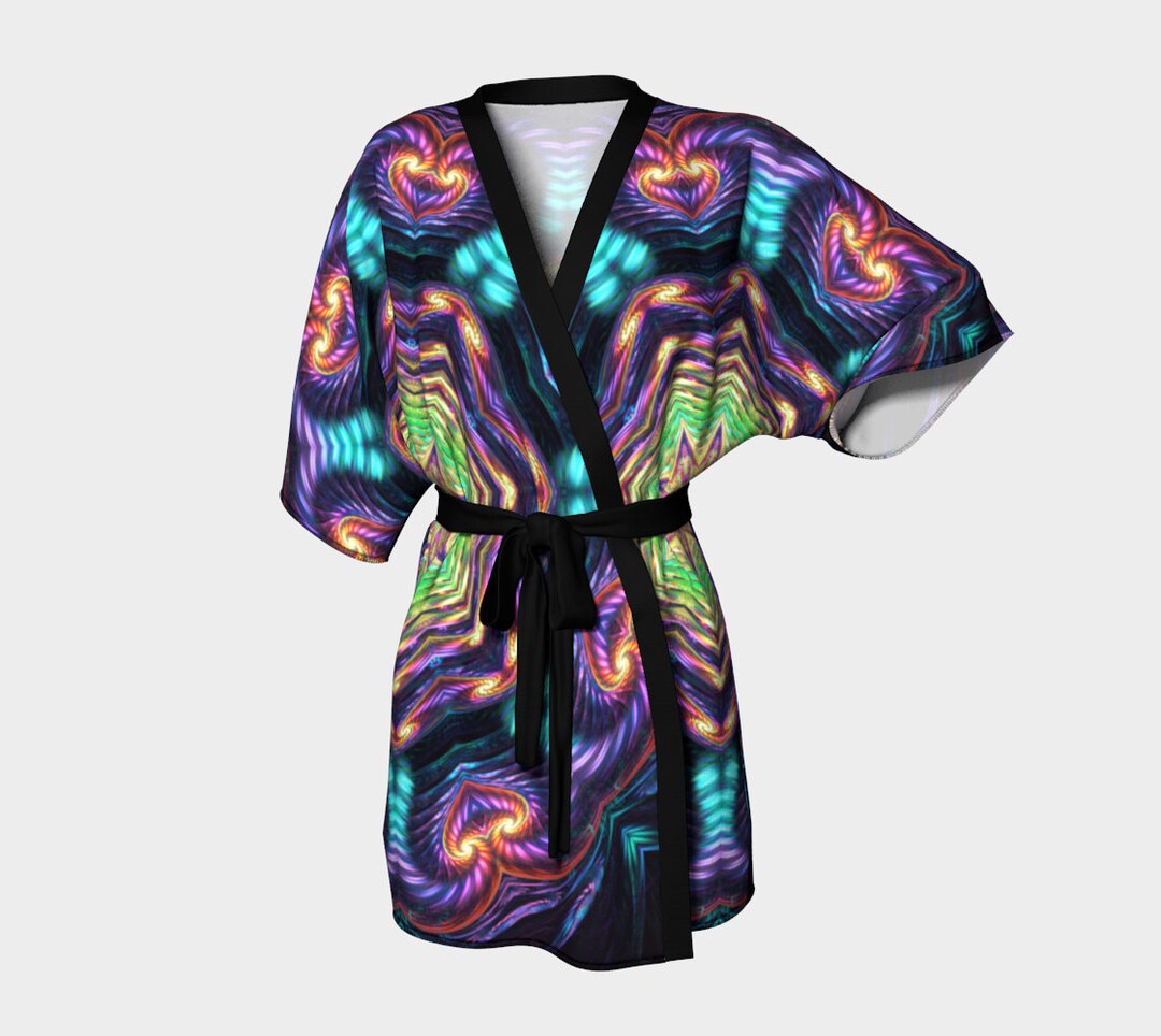 Psychedelic Kimono Robe, Rave Kimono, Kimono Robe, Festival Kimono ...