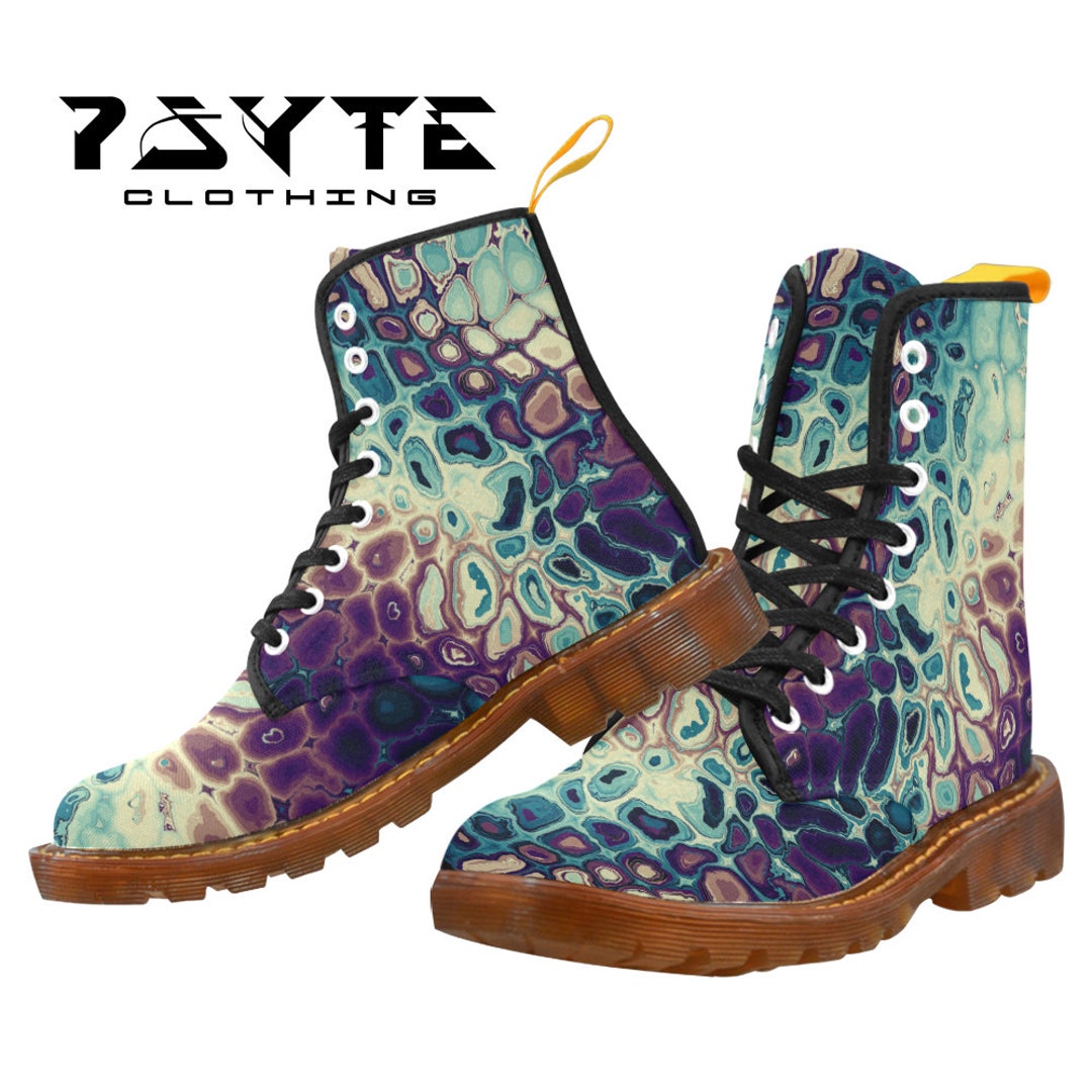 Psychedelic Festival Boots, Combat Boots, Burning Man Boots, Ladies and ...