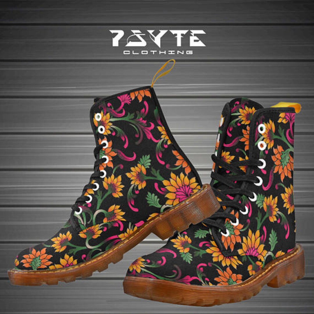 Floral Festival Boots, Burning Man Boots, Combat Boots, Playa Boots ...