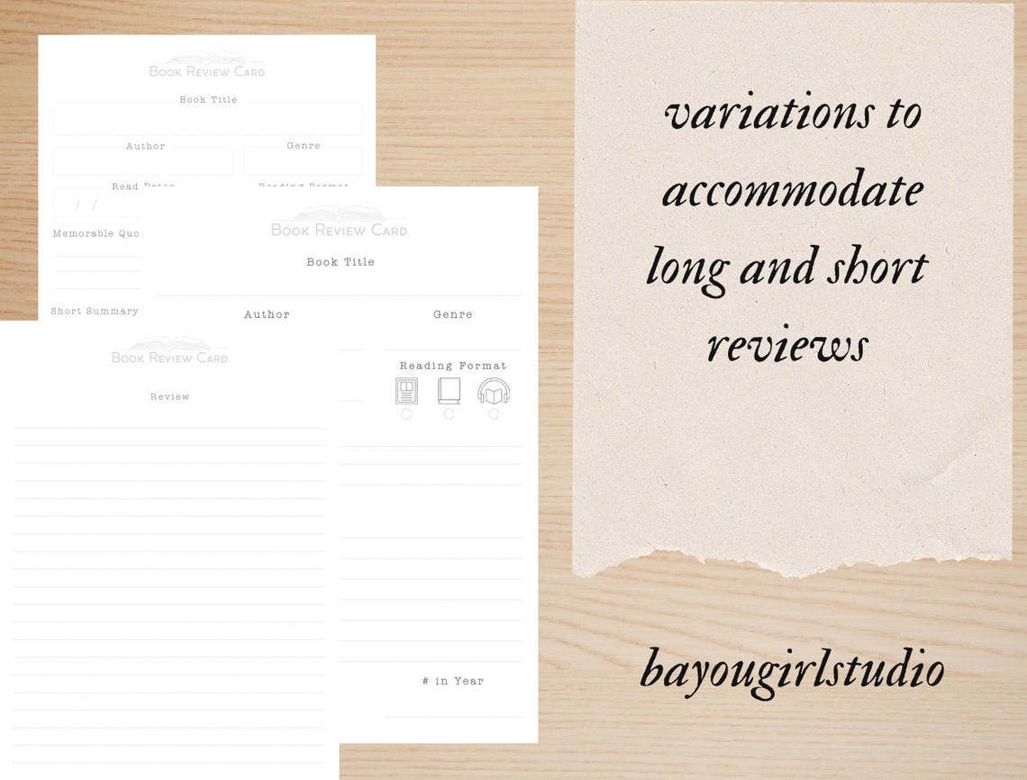 Printable Book Review Card - Etsy