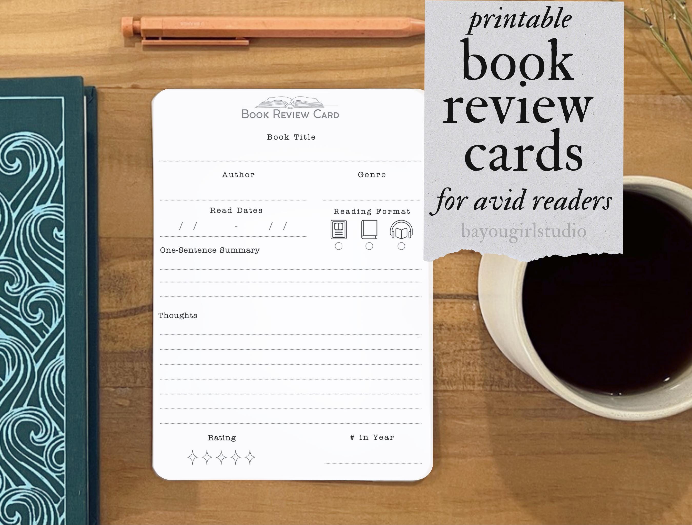 Printable Book Review Card - Etsy
