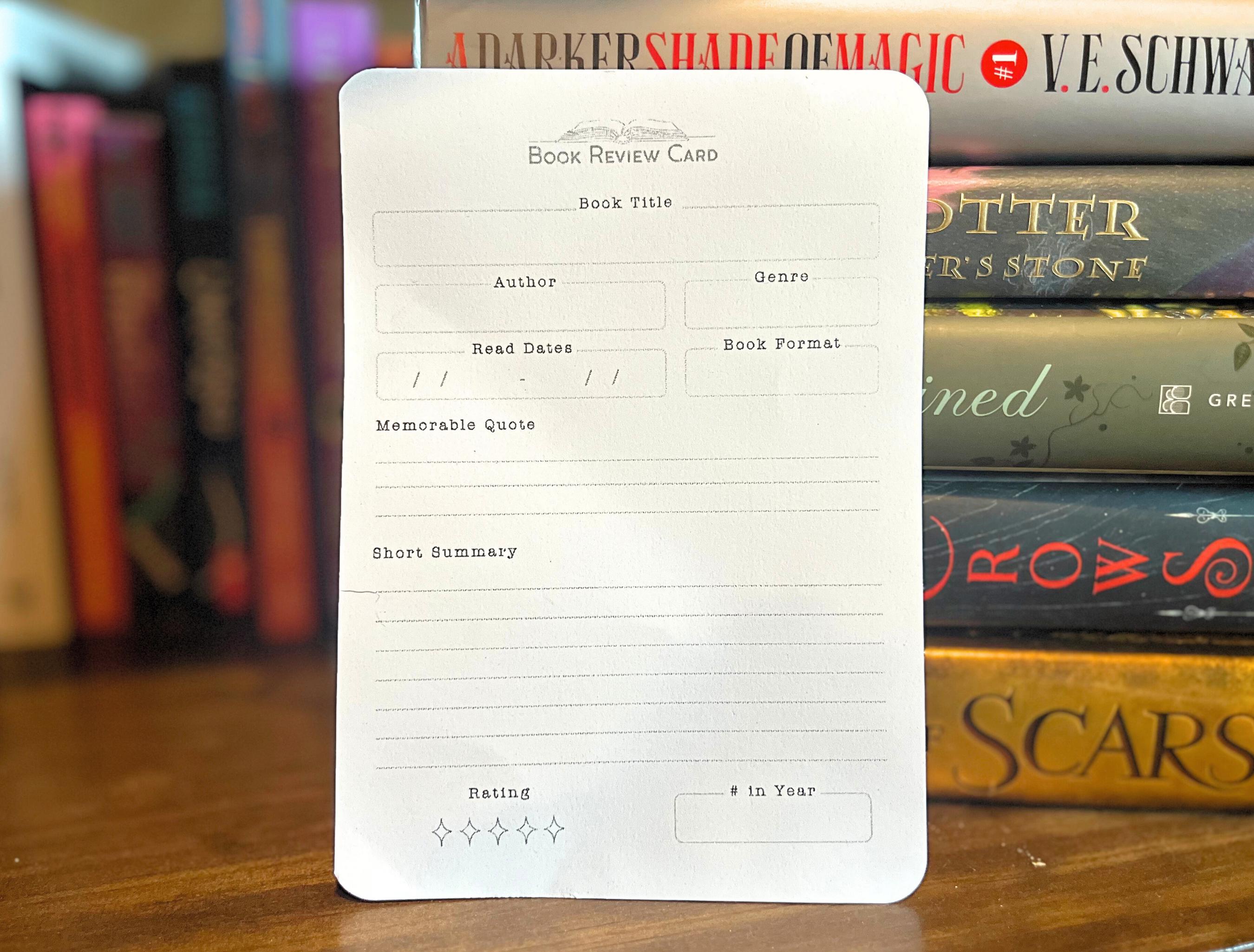 Printable Book Review Card - Etsy