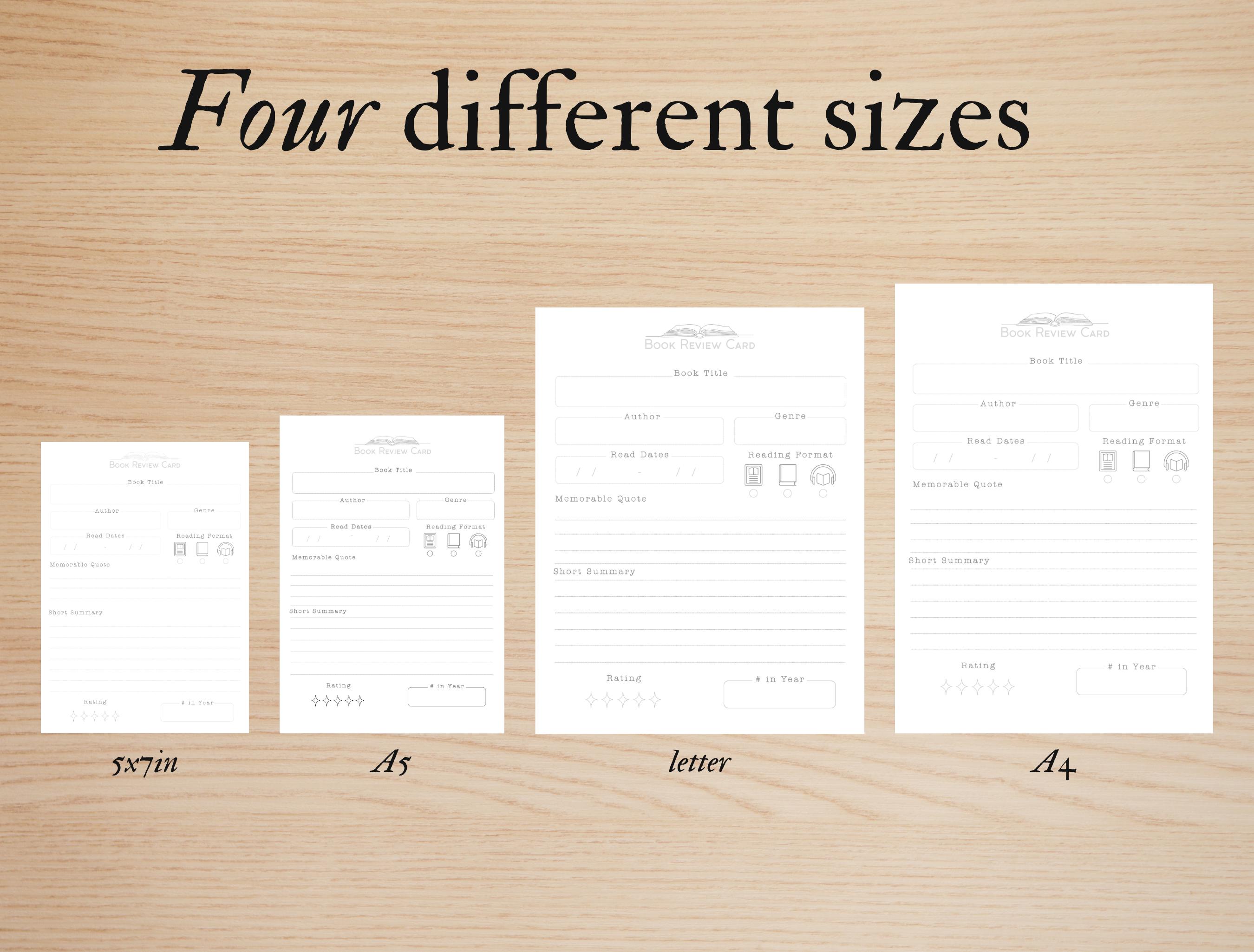 Printable Book Review Card - Etsy