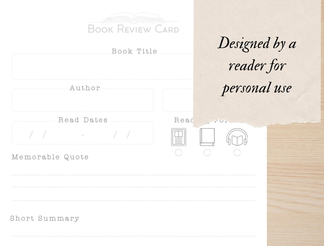 Printable Book Review Card - Etsy
