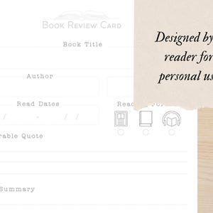 Printable Book Review Card - Etsy