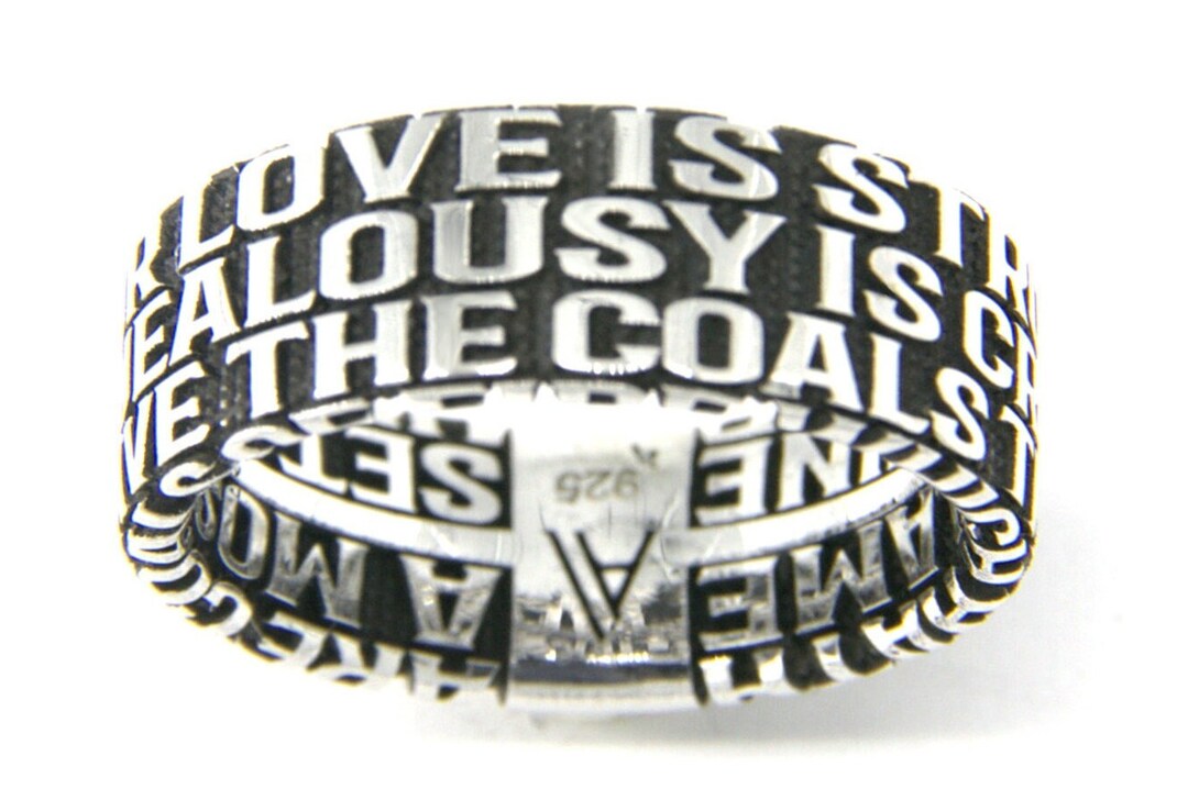 Love is Strong as Death · Custom B&W Sterling Silver Ring · Bible Verse ...