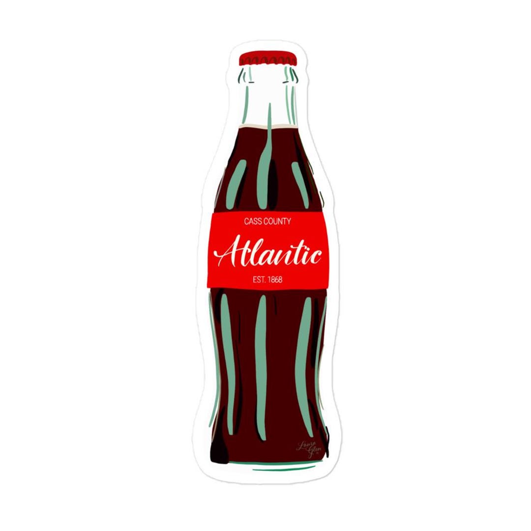 Coca Cola Vintage Glass Bottle Sticker Atlantic Iowa Coca Cola Bottling ...