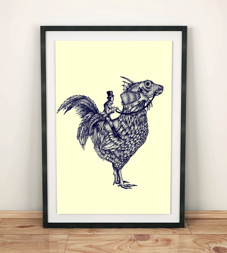 Rooster Art Print Large Art Print Wall Art Prints Fish - Etsy