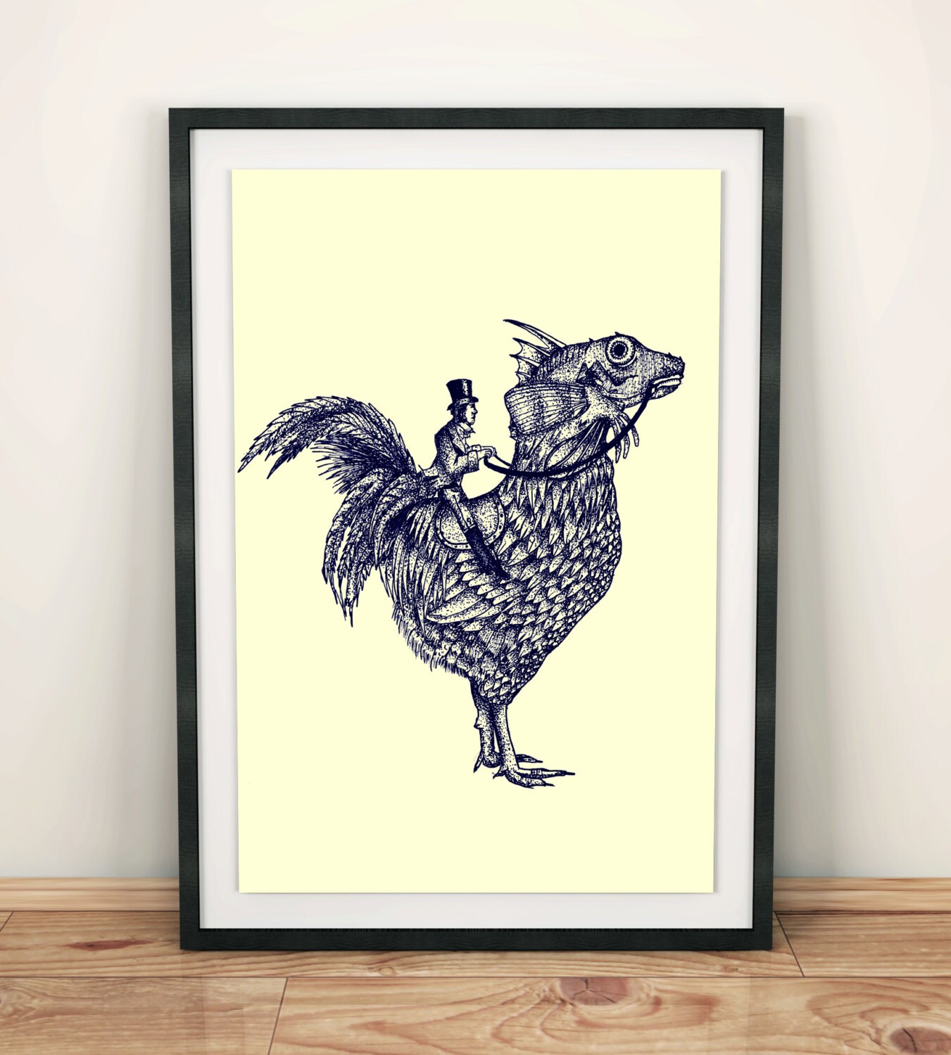 Rooster Art Print Large Art Print Wall Art Prints Fish | Etsy