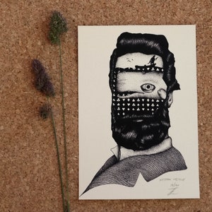 Herman Melville Art Print / Small Art Print / Abstract Portrait / Wall ...